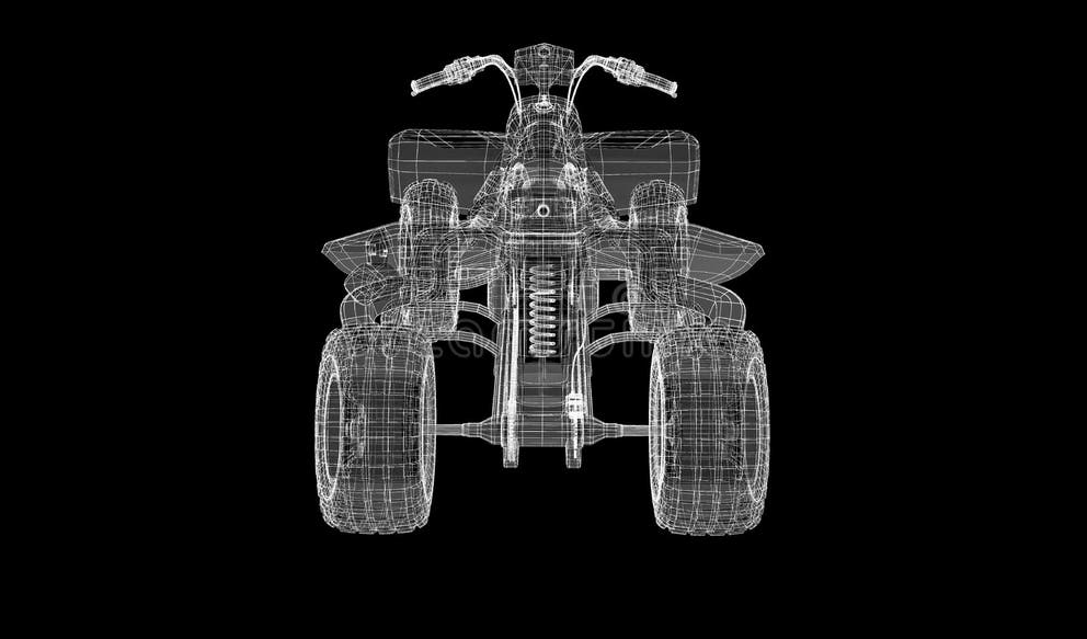 Quad Bike, Motorcycle, 3D Model Stock Illustration - Illustration of ...