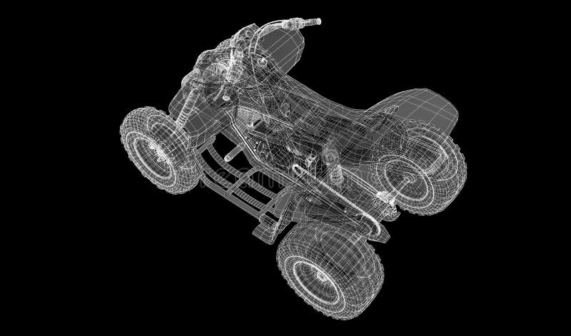 Quad Bike, Motorcycle, 3D Model Stock Illustration - Illustration of ...
