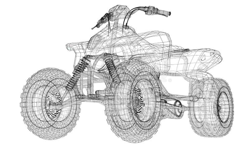 Quad Bike, Motorcycle, 3D Model Stock Illustration - Illustration of ...