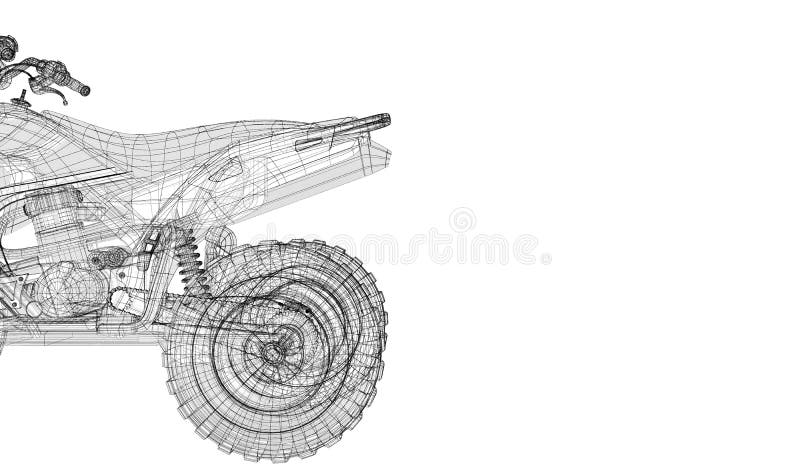 Quad Bike, Motorcycle, 3D Model Stock Illustration - Illustration of ...