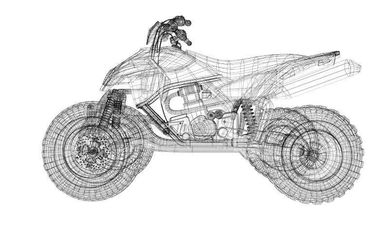 Quad Bike, Motorcycle, 3D Model Stock Illustration - Illustration of ...