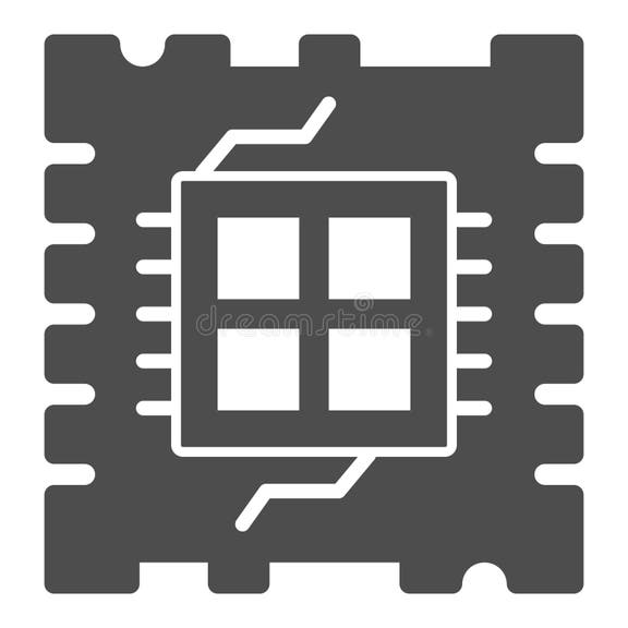 Quad Core Processor Chip Solid Icon, Neural Dataset Concept. Vector ...