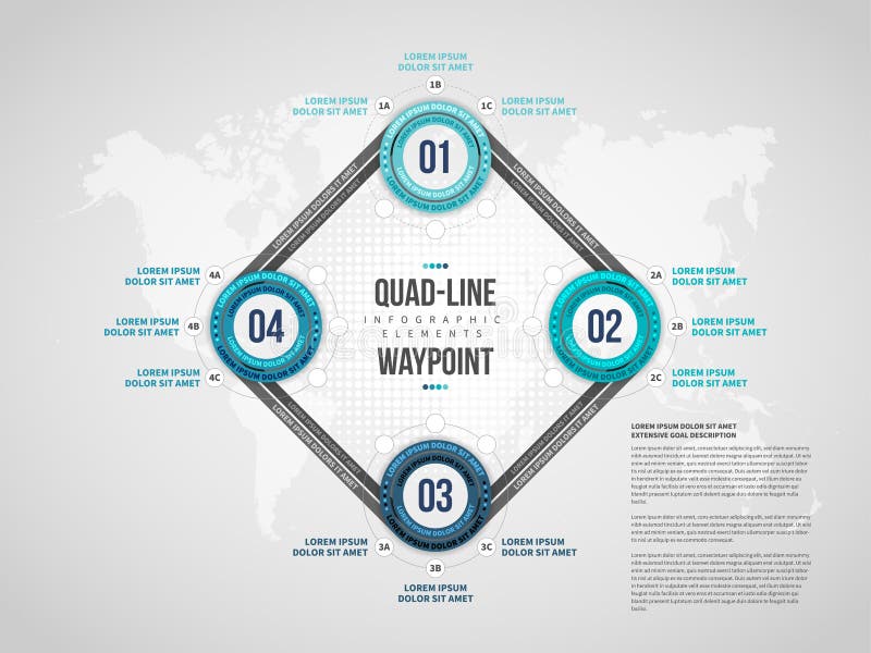 Quad-Line Waypoint Infographic Stock Vector - Illustration of quad ...