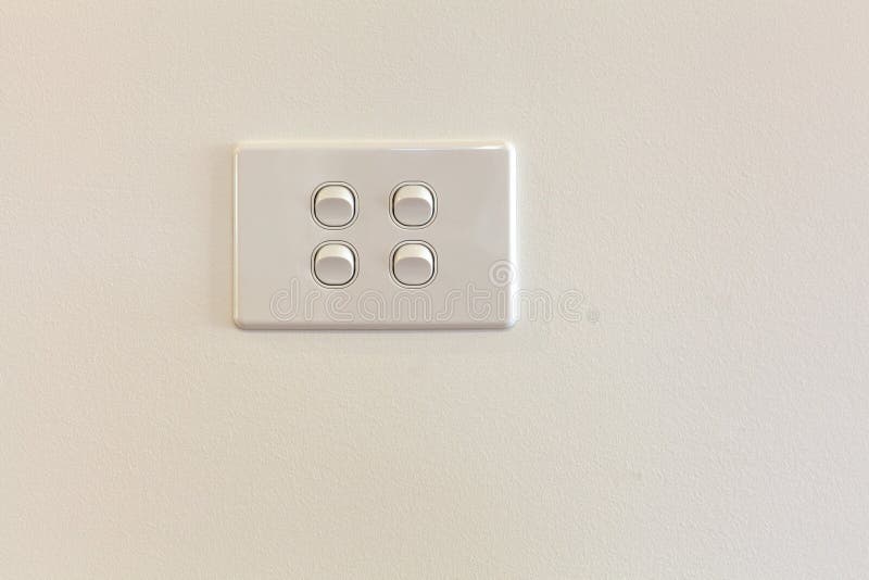 Quad modern light switch. stock photo. Image of electricity - 118658752