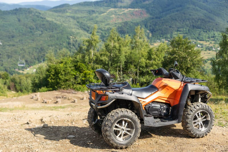Quadbike in the Mountains. ATV Stock Image - Image of nature, yellow ...