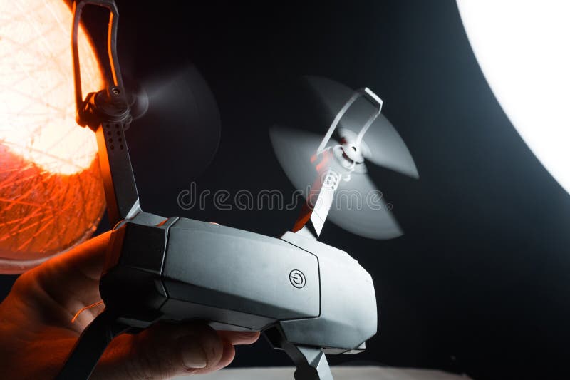 Quadcopter in a Dark Room Illuminated by Red Light Stock Photo - Image ...