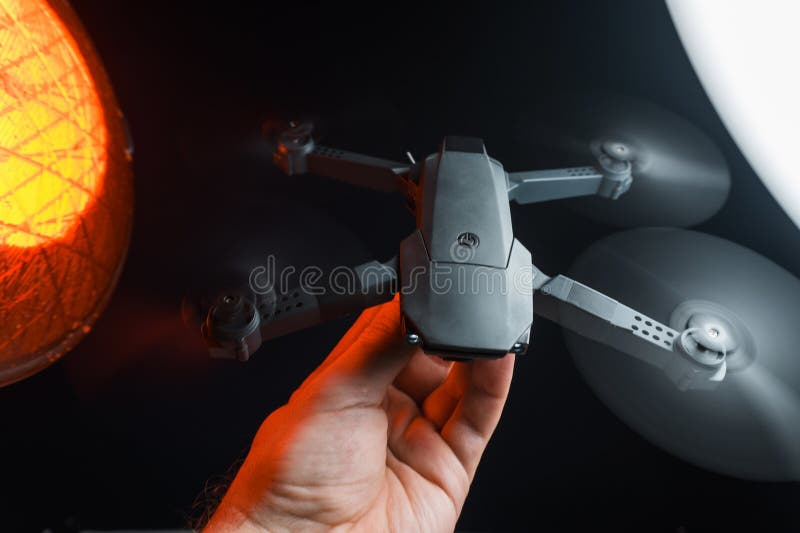 Quadcopter in a Dark Room Illuminated by Red Light Stock Photo - Image ...