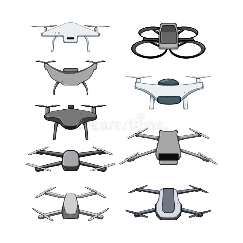 Quadcopter Set Cartoon Vector Illustration Stock Vector - Illustration ...