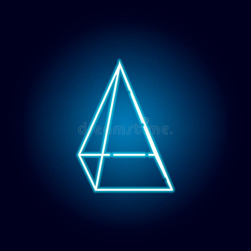 Quadrangular Pyramid Icon in Neon Style. Geometric Figure Element for ...