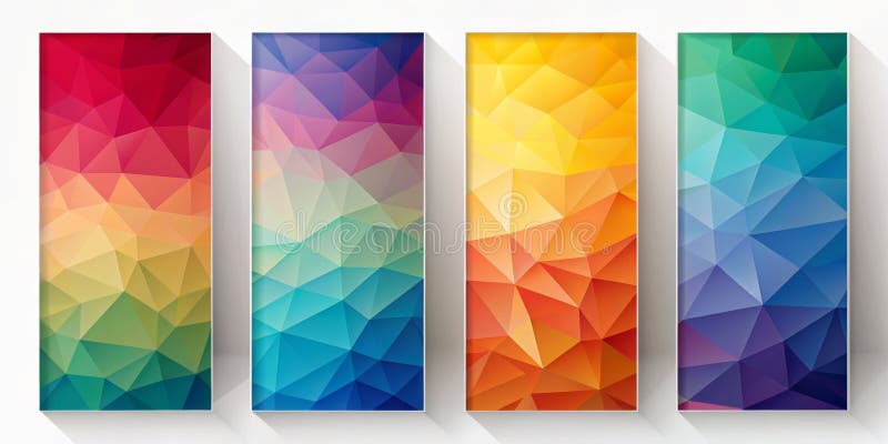 Quadratic Abstract Low-Poly Gradient Color Blocks Stock Illustration ...