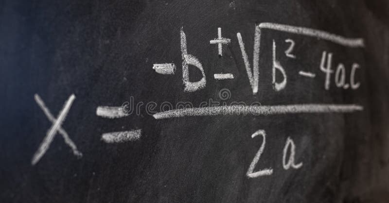 Quadratic Equations Handwritten on a Blackboard with Chalk Stock Photo ...