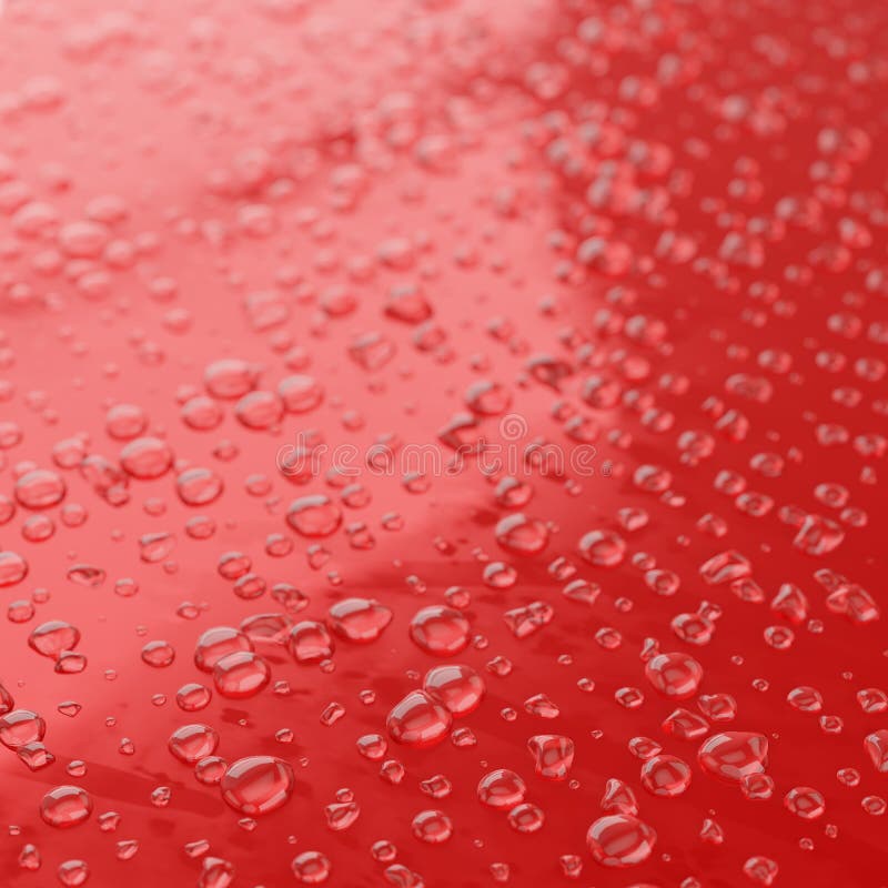 Quadratic Image of a Drop of Water on a Flat Red Surface Stock ...