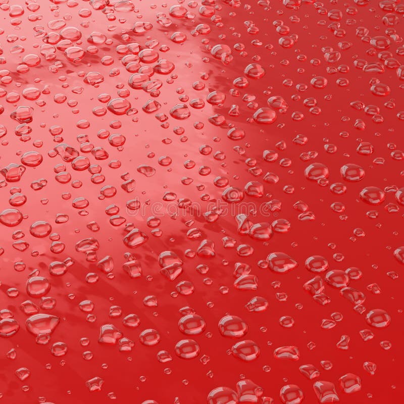 Quadratic Image of a Drop of Water on a Flat Red Surface Stock ...