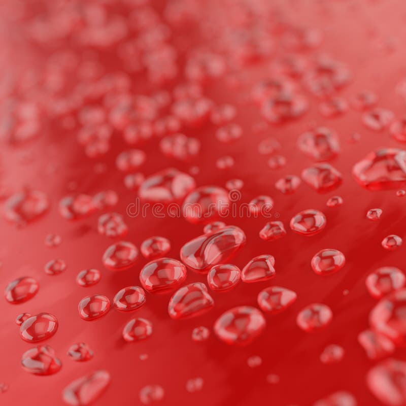 Quadratic Image of a Drop of Water on a Flat Red Surface Stock ...