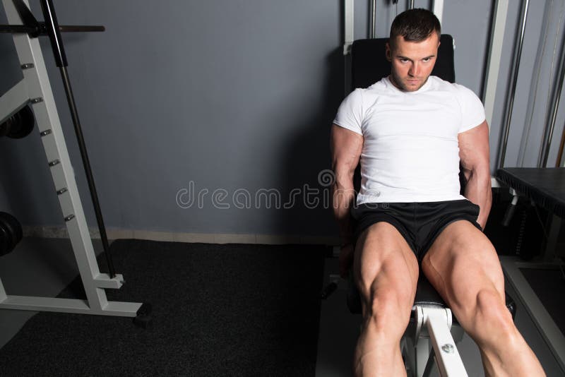 Quadriceps Exercises in Gym Stock Image - Image of indoors, healthy ...