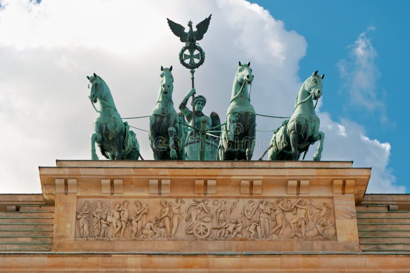 Quadriga Statue in Berlin, Germany. Stock Photo - Image of horizontal ...