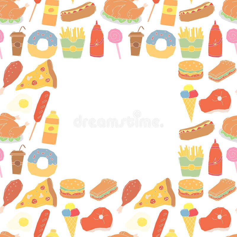 Quadro De Fast Food. Fundo De Fast Food Ilustração do Vetor ...