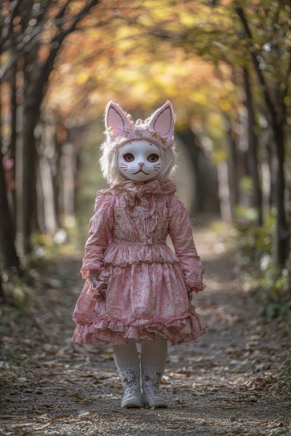 Quadrobics. a Child Dressed in a Pink Rabbit Costume Strolls Down a ...