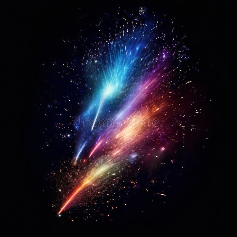 Quadruple Break Vertical Comets Fireworks that Shoot a Stock Image ...