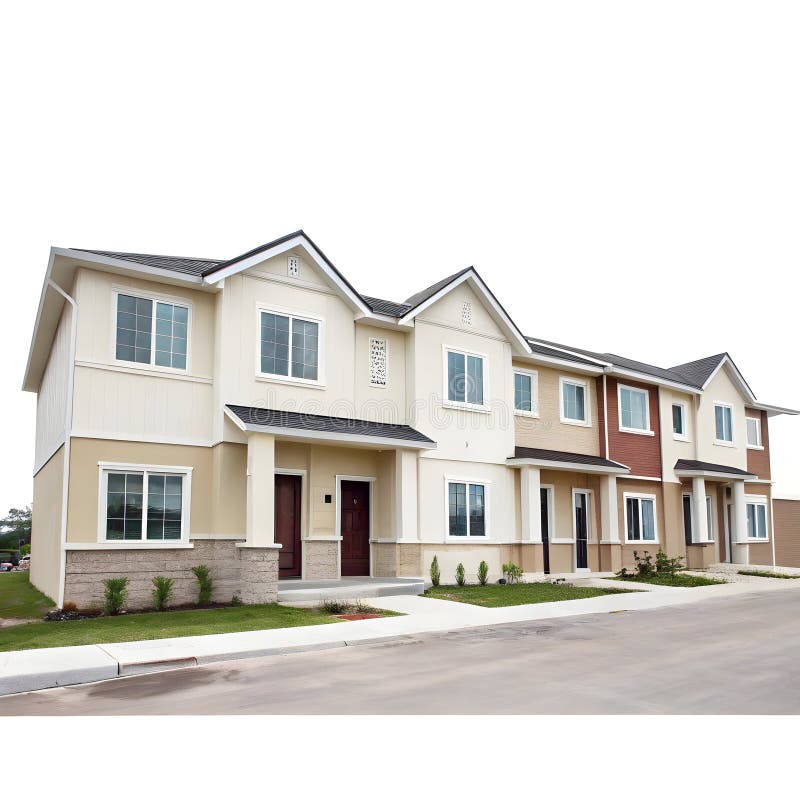 Quadruplex House Isolated on White Background Stock Illustration ...