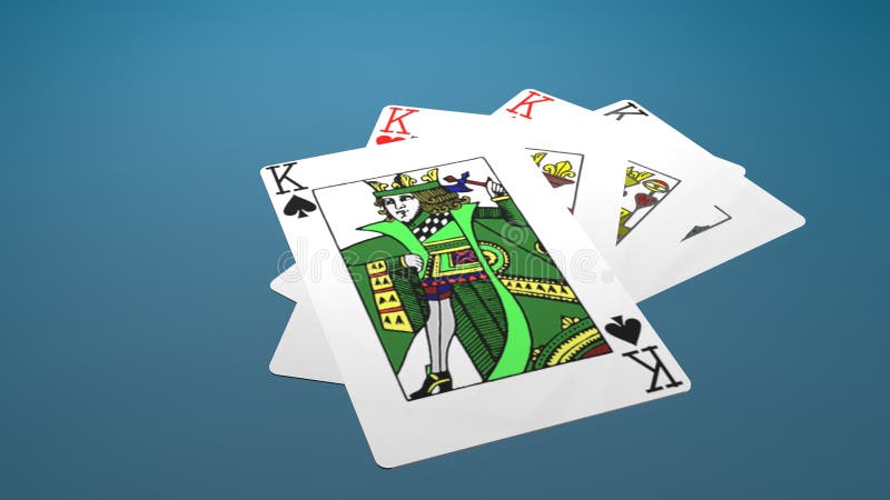 Quads Kings. Cards on Table. Poker Concept. 3d Render. Stock ...