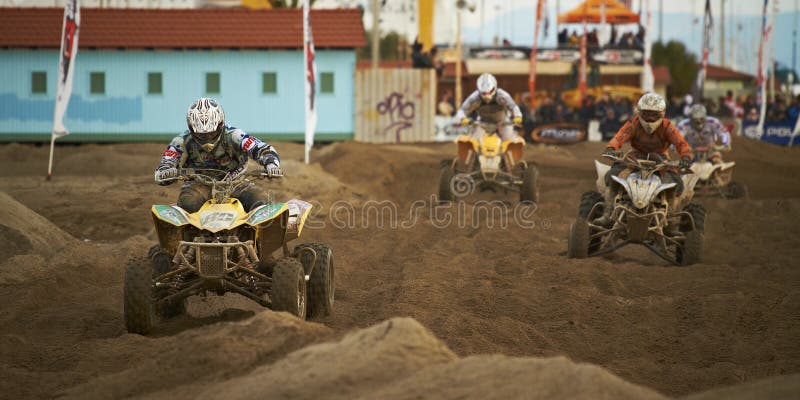 Quads at motocross race editorial stock image. Image of helmet - 18390099