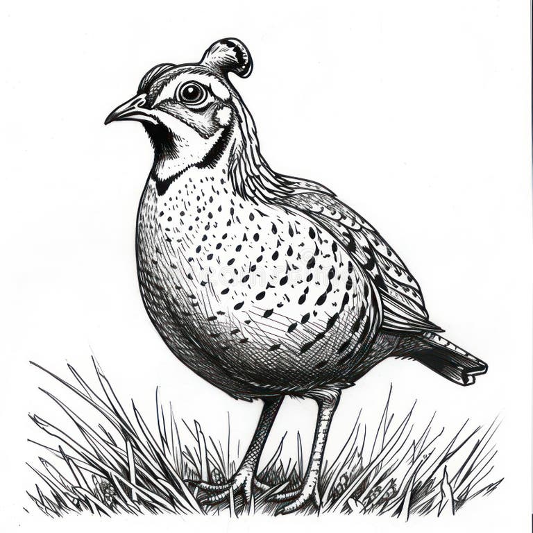 Quail Bird Drawing Coloring Book Page Stock Illustration - Illustration ...
