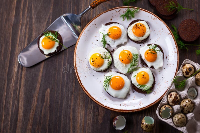 Quail egg canapes stock image. Image of horizontal, dill - 49644505