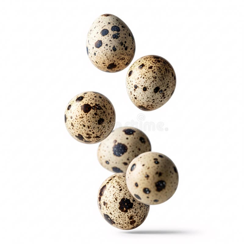 Quail Eggs with a Speckled Shell Pattern, Falling, Creating a Dynamic ...