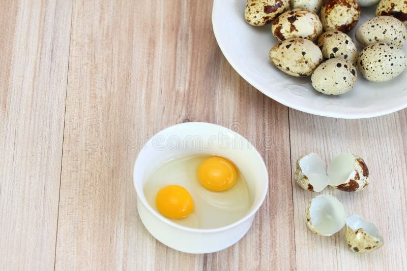 Two Raw Partridge Eggs in a White Bowl Stock Photo - Image of poultry ...