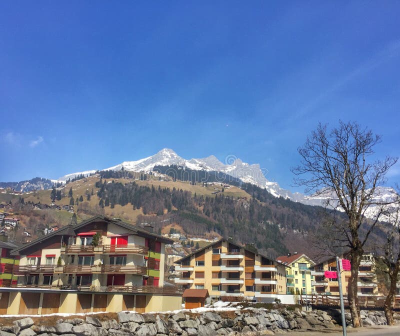 Quaint alpine town stock image. Image of tourism, landscape - 70315899