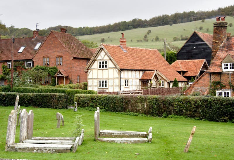 Quaint Village Street stock image. Image of chimney, building - 1500849