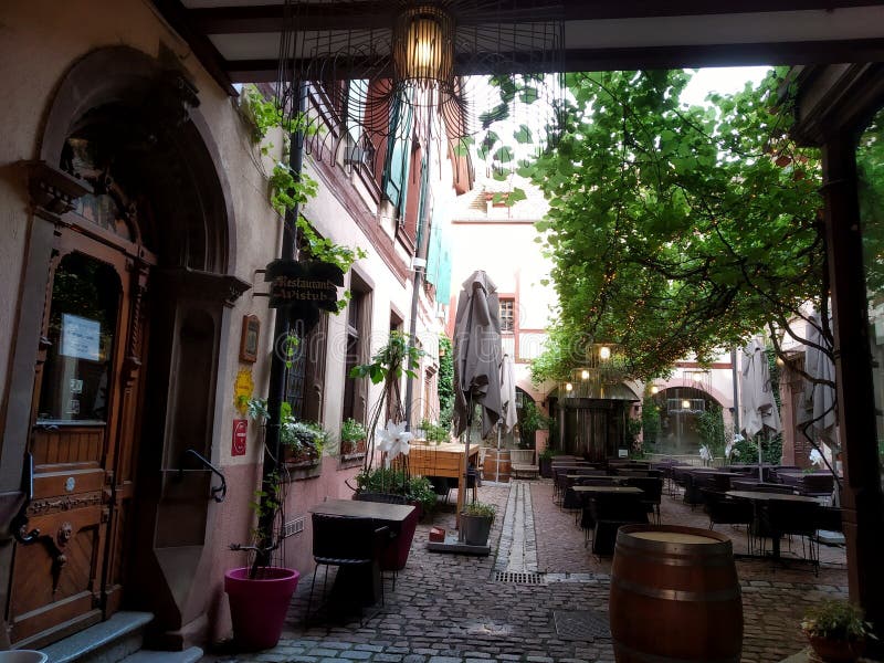 Quaint Restaurant in the Interior Courtyard of a Typical Colmar House ...
