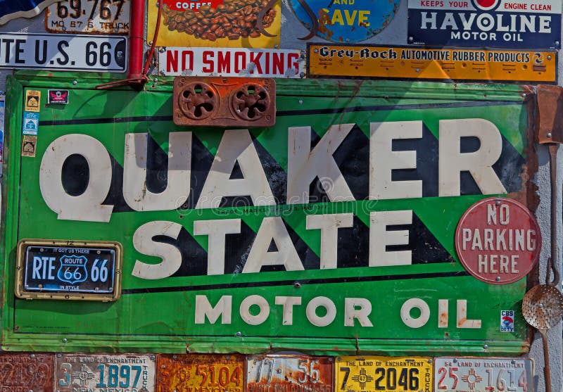 Quaker State Motor Oil Sign Editorial Photography - Image of detail ...