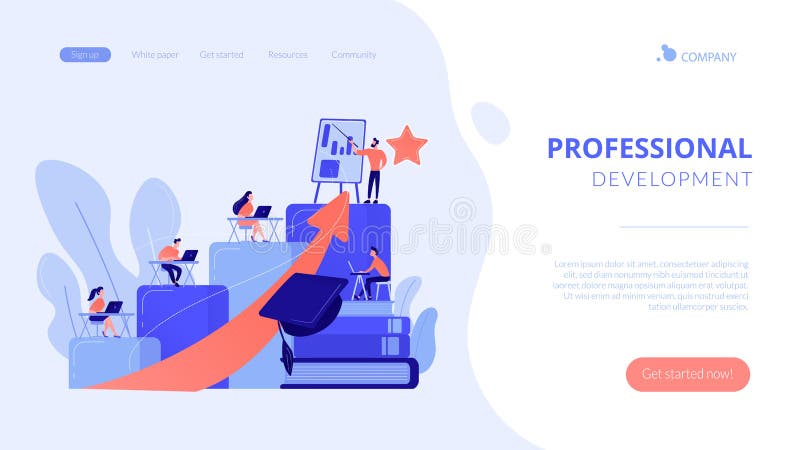 Professional Development of Teachers Concept Landing Page Stock Vector ...