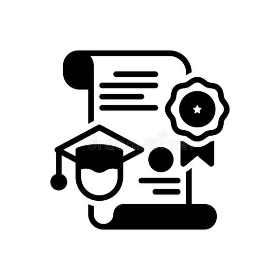 Black Solid Icon for Qualifications, Merit and Diploma Stock Vector ...