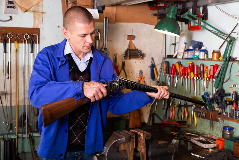 Gunsmith Performing Checkout of Horizontal Double Rifle in Weapons ...