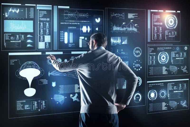 Professional Programmer Standing Alone and Looking at the Screen Stock ...