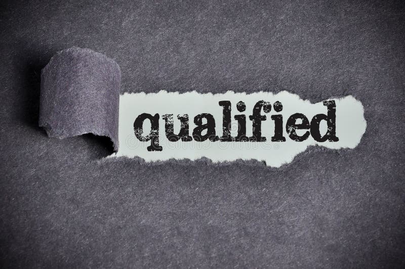 Qualified Word Under Torn Black Sugar Paper Stock Image - Image of ...