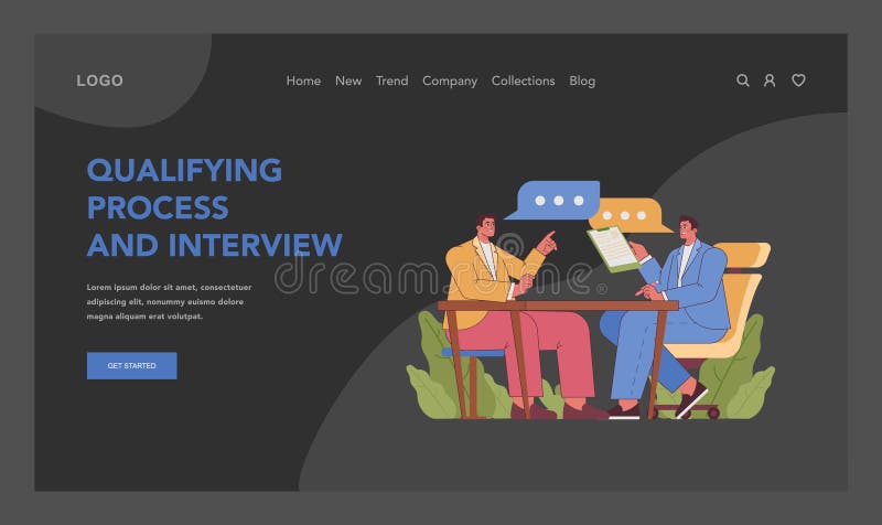 Qualifying Process and Interview. Flat Stock Vector - Illustration of ...