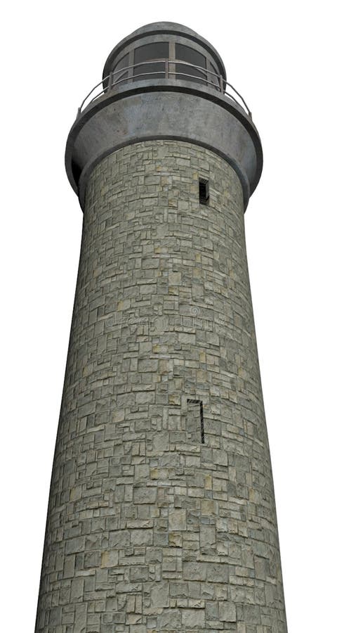 Qualitative Model Stone Lighthouse with Small House Stock Illustration ...