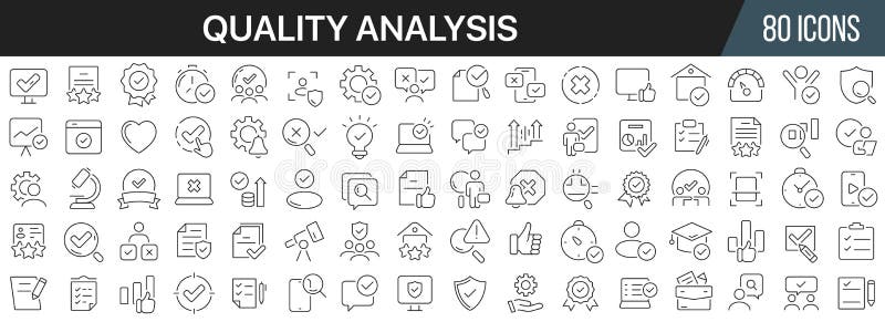 Quality Analysis Line Icons Collection. Thin Outline Icons Pack Stock ...