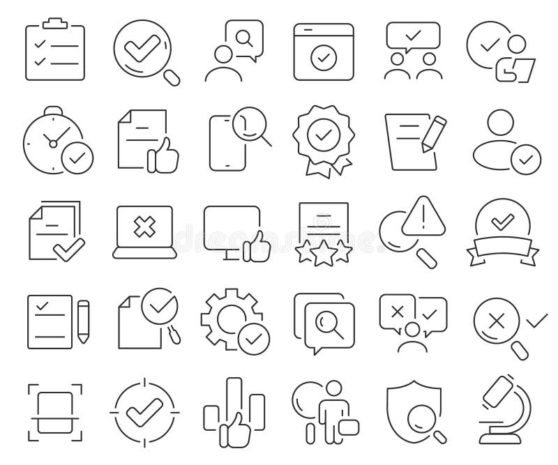 Quality Analysis Line Icons Collection. Thin Outline Icons Pack Stock ...