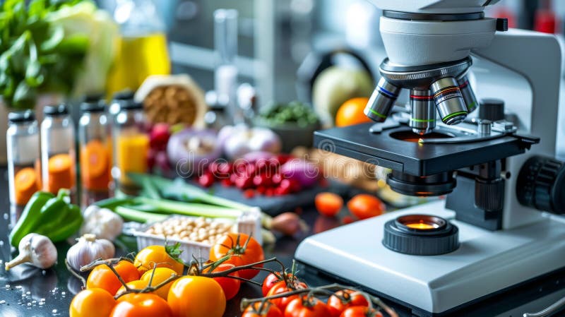 Quality Analysis and Testing with a Microscope on Food Samples in a ...