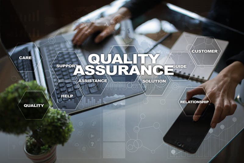 Quality Assurance Concept on the Virtual Screen. Business Concept ...