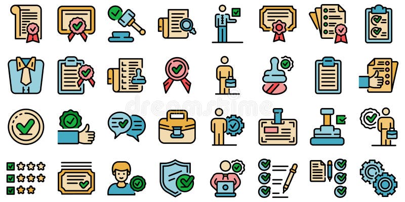 Quality Assurance Icons Set Vector Flat Stock Vector - Illustration of ...