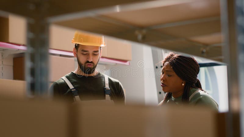 Laborers Preparing Warehouse Shipping Stock Image - Image of cardboard ...