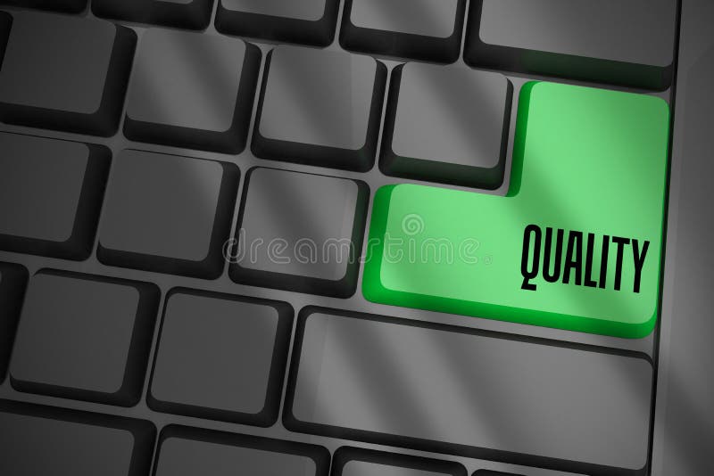 Quality on Black Keyboard with Green Key Stock Illustration ...