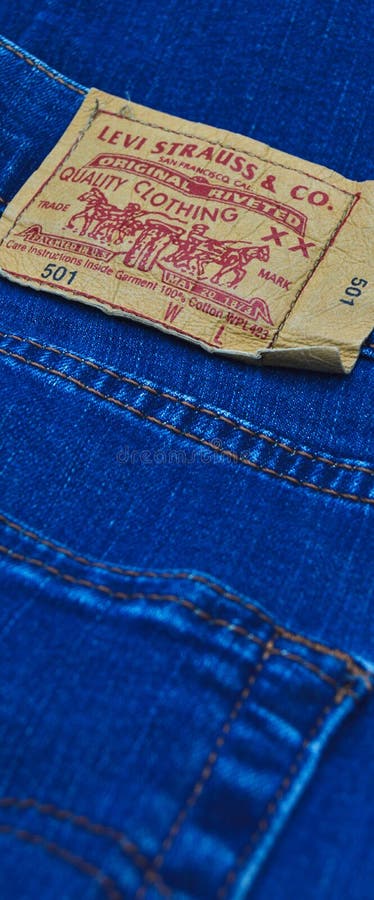 Levi Strauss Blue 501 Label Editorial Image - Image of jean, fibre ...