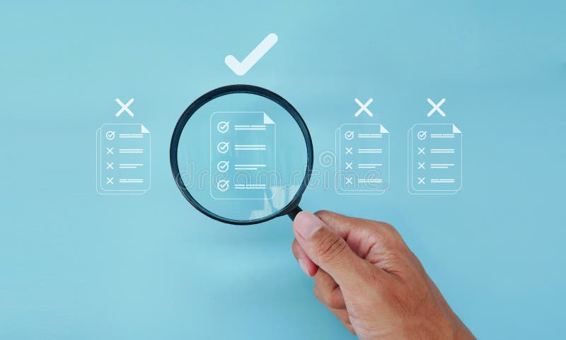 Quality Certificate and Checklist Documents Examined with a Magnifying ...